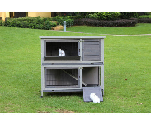 110cm XL Double Storey Rabbit Hutch With Wheel & Pull Out Tray │Direct ...